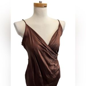 Zara | Dresses | Zara Effect Brown Slip Midi Dress | Poshmark
